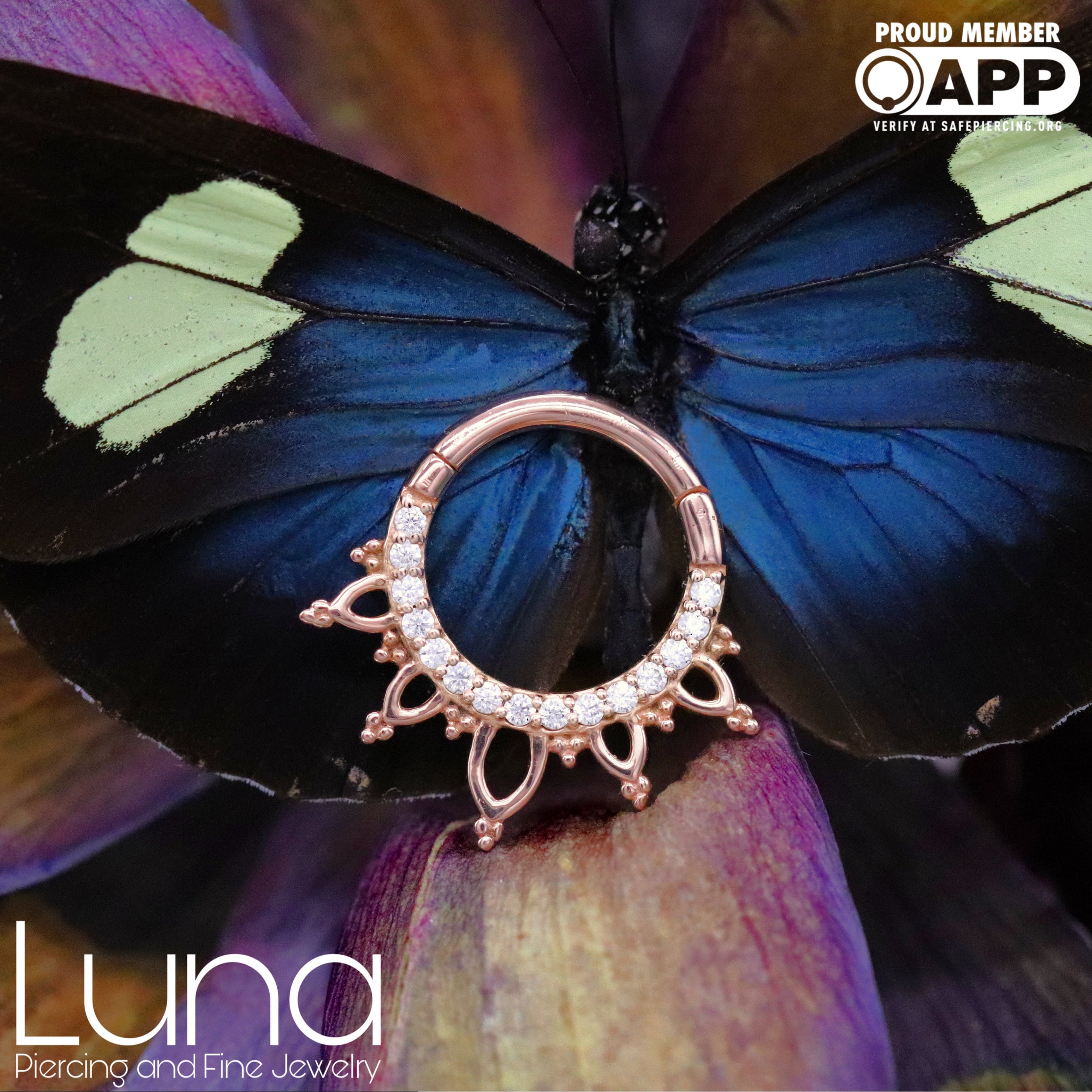 Indra Septum Clicker | Gold Crown CZ | Buddha Jewelry | Luna Piercing ...